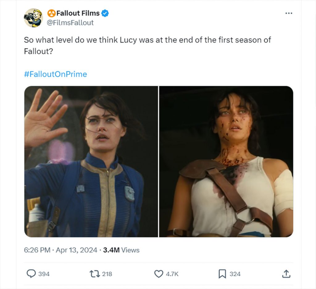 Game thủ đang cố tính Level của nhân vật chính Lucy trong phim Fallout ...