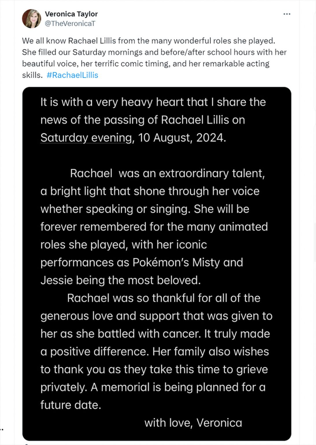 Diễn viên lồng tiếng Pokemon Rachael Lillis qua đời ở tuổi 55 - GAMELADE